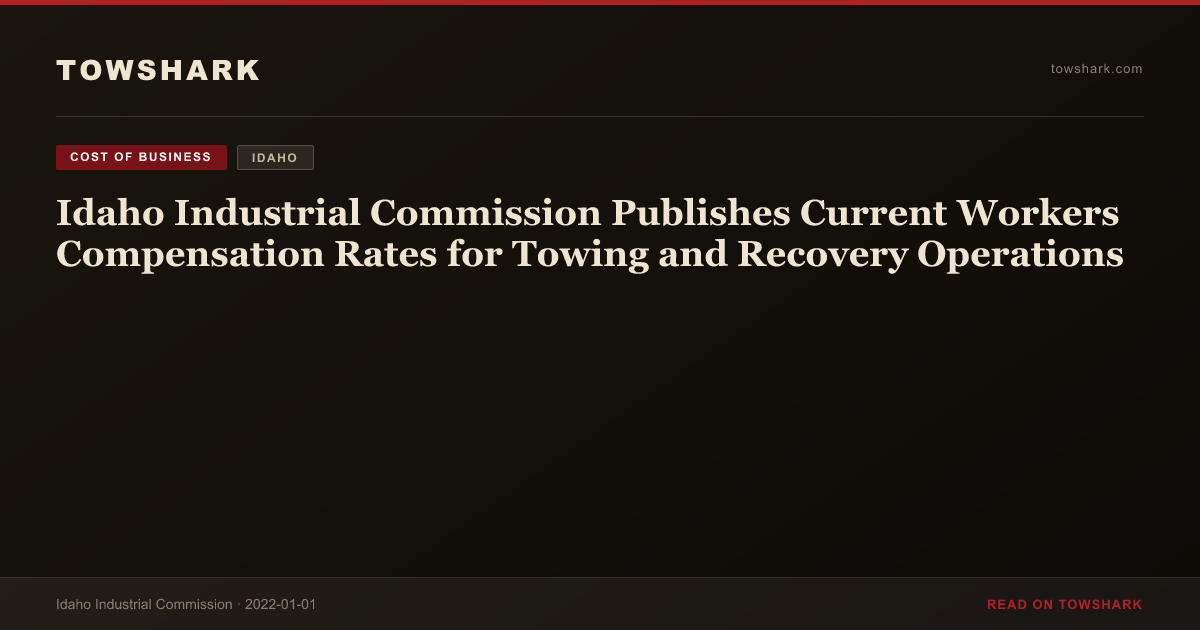 Idaho Industrial Commission Publishes Current Workers Compensation ...